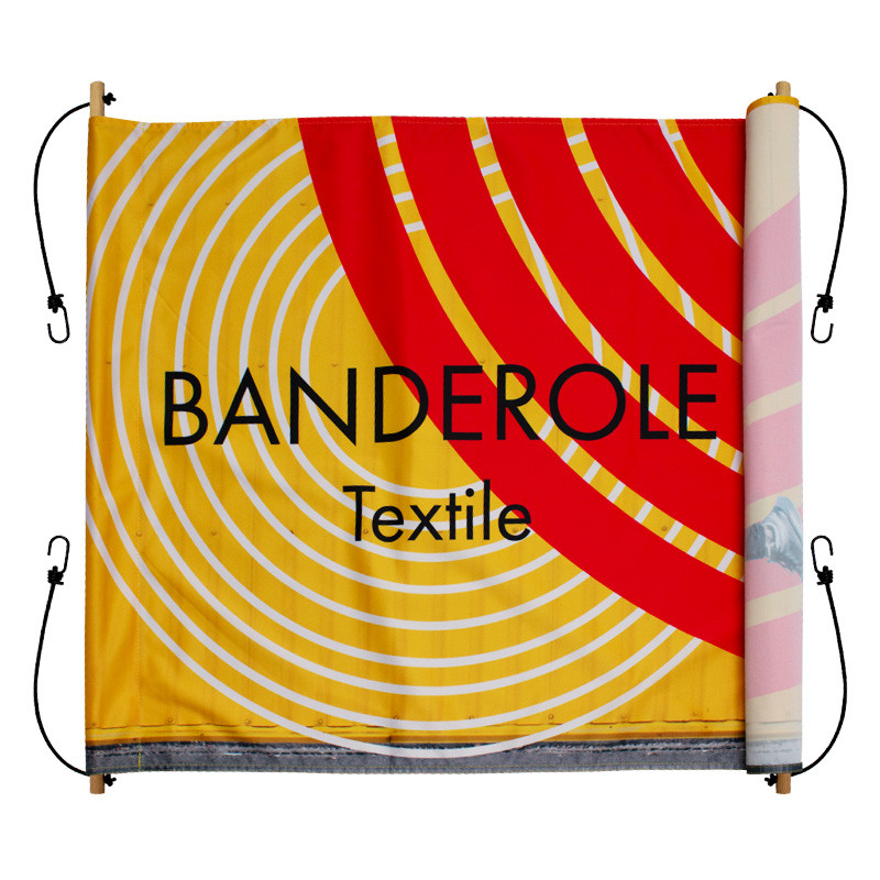 Banderole intissé & textile personnalisée tourillons bois - MACAP